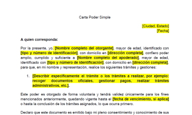 Descarga Gratis tu Formato de Carta Poder Simple: Fácil, Rápido y 100% ...